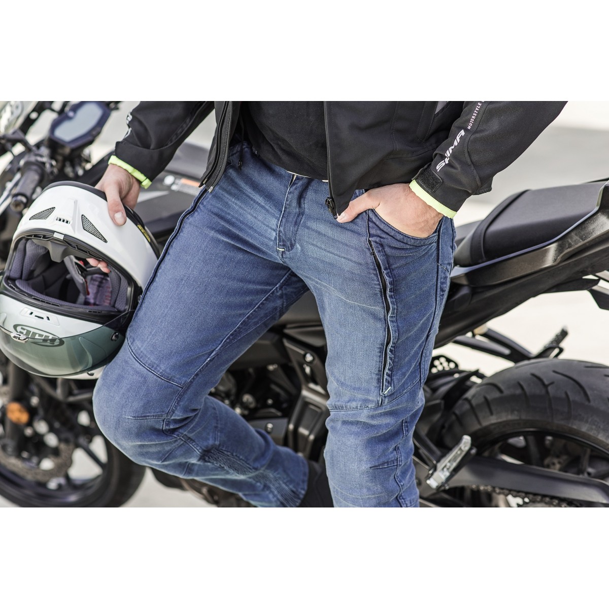 Jeansy motocyklowe Shima GHOST niebieski blue - Motocyklistka